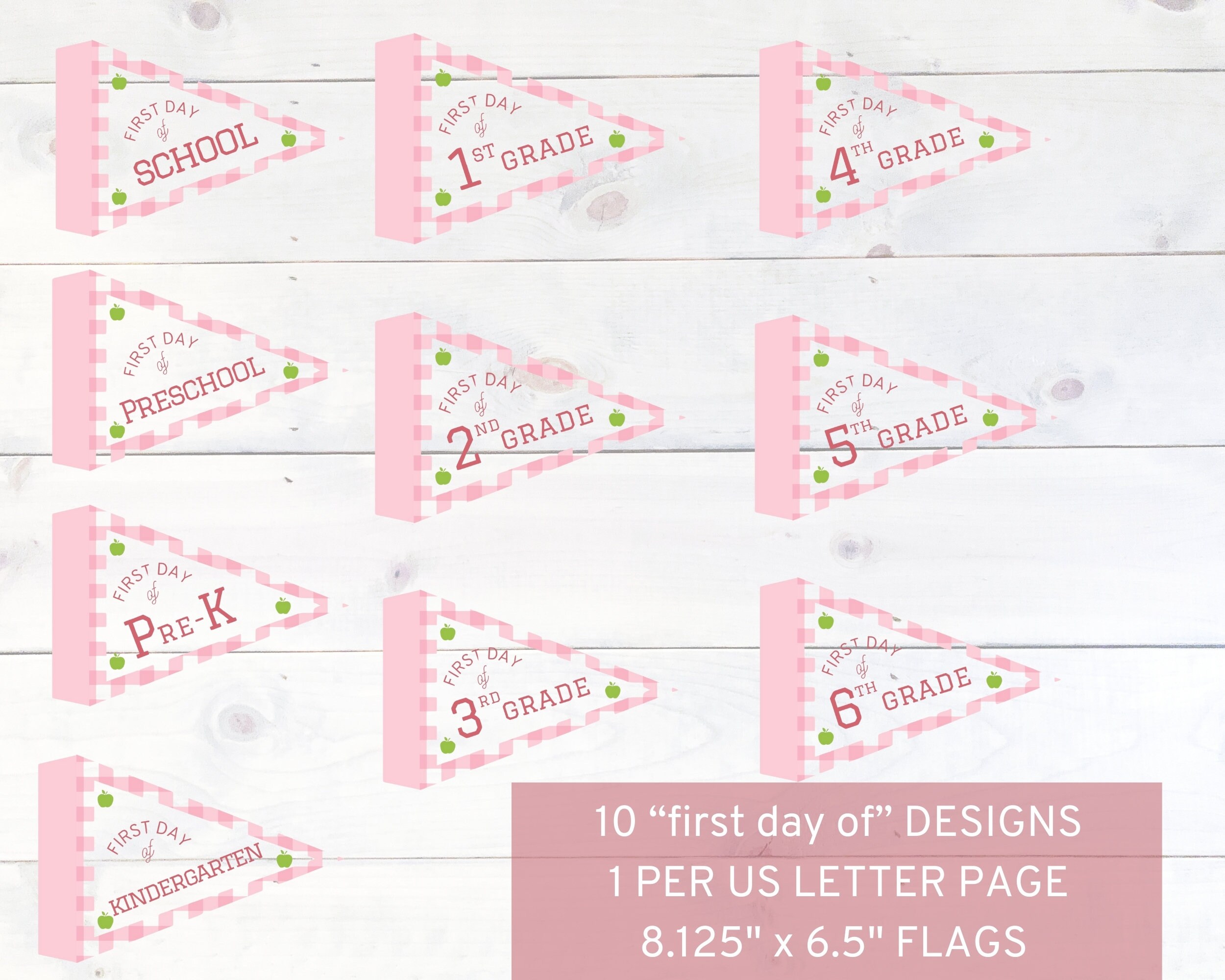 Printable First Day of School Pennant Flags | Back to School Pennant ...