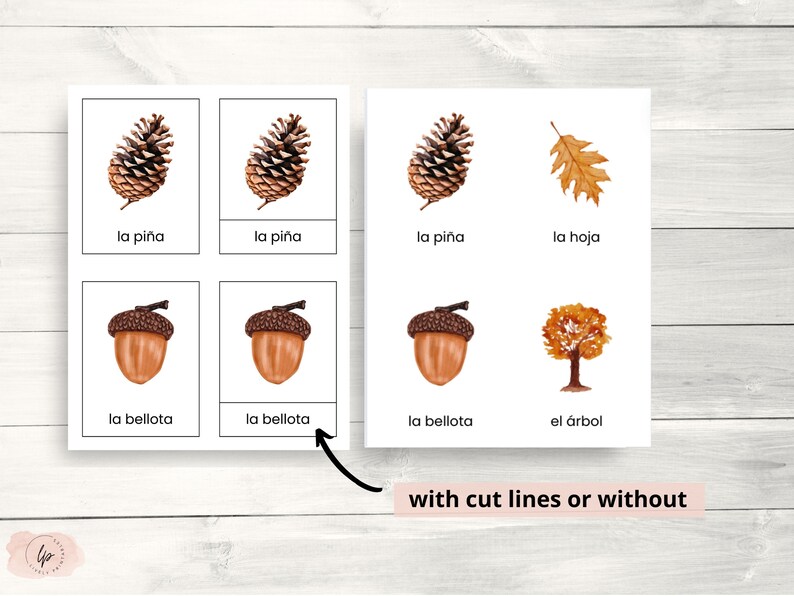 Fall Spanish 3 Part Cards | Spanish Themed Printable Flashcards ...