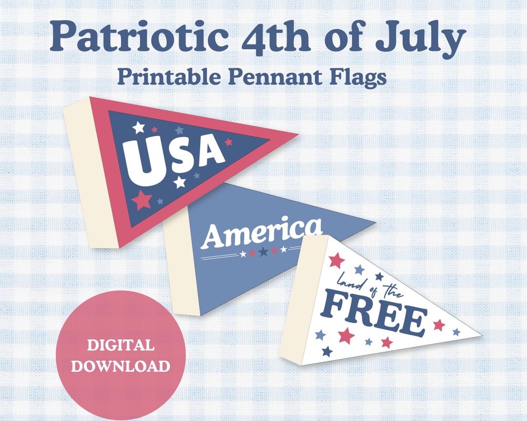 Patriotic USA Printable Pennant Flags // 4th of July Kids Flags ...