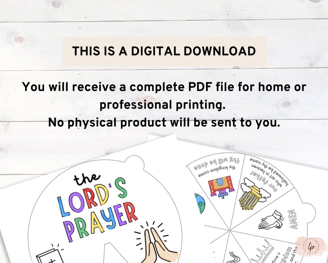 The Lord's Prayer Spinner Wheel Printable Coloring Activity for Kids ...