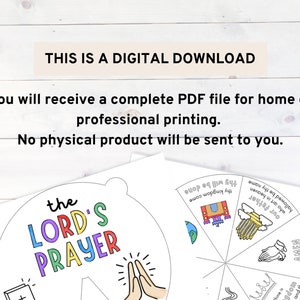The Lord's Prayer Spinner Wheel Printable Coloring Activity for Kids ...