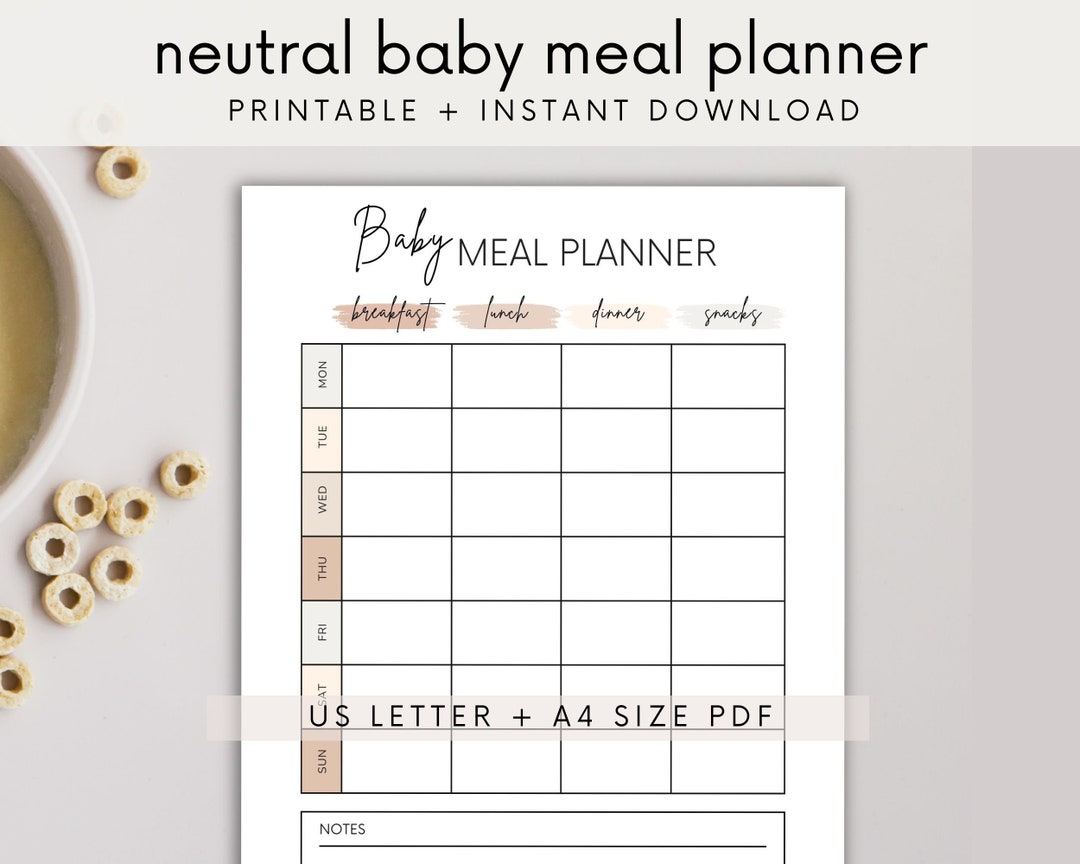 Neutral Baby Meal Planner Printable | Starting Solids Baby Led Weaning ...