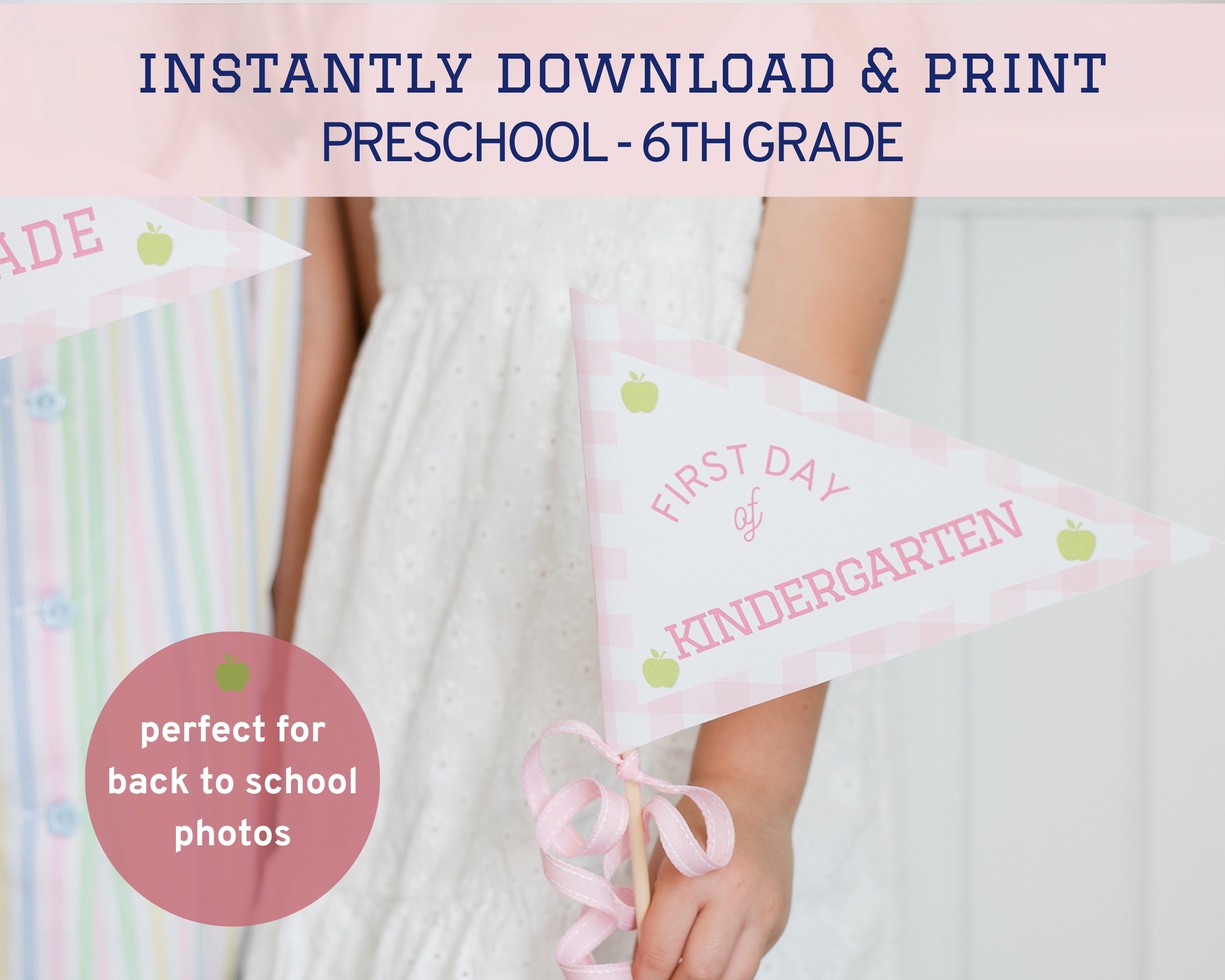 Printable First Day of School Pennant Flags | Back to School Pennant ...