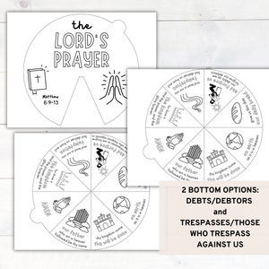 The Lord's Prayer Spinner Wheel Printable Coloring Activity for Kids ...