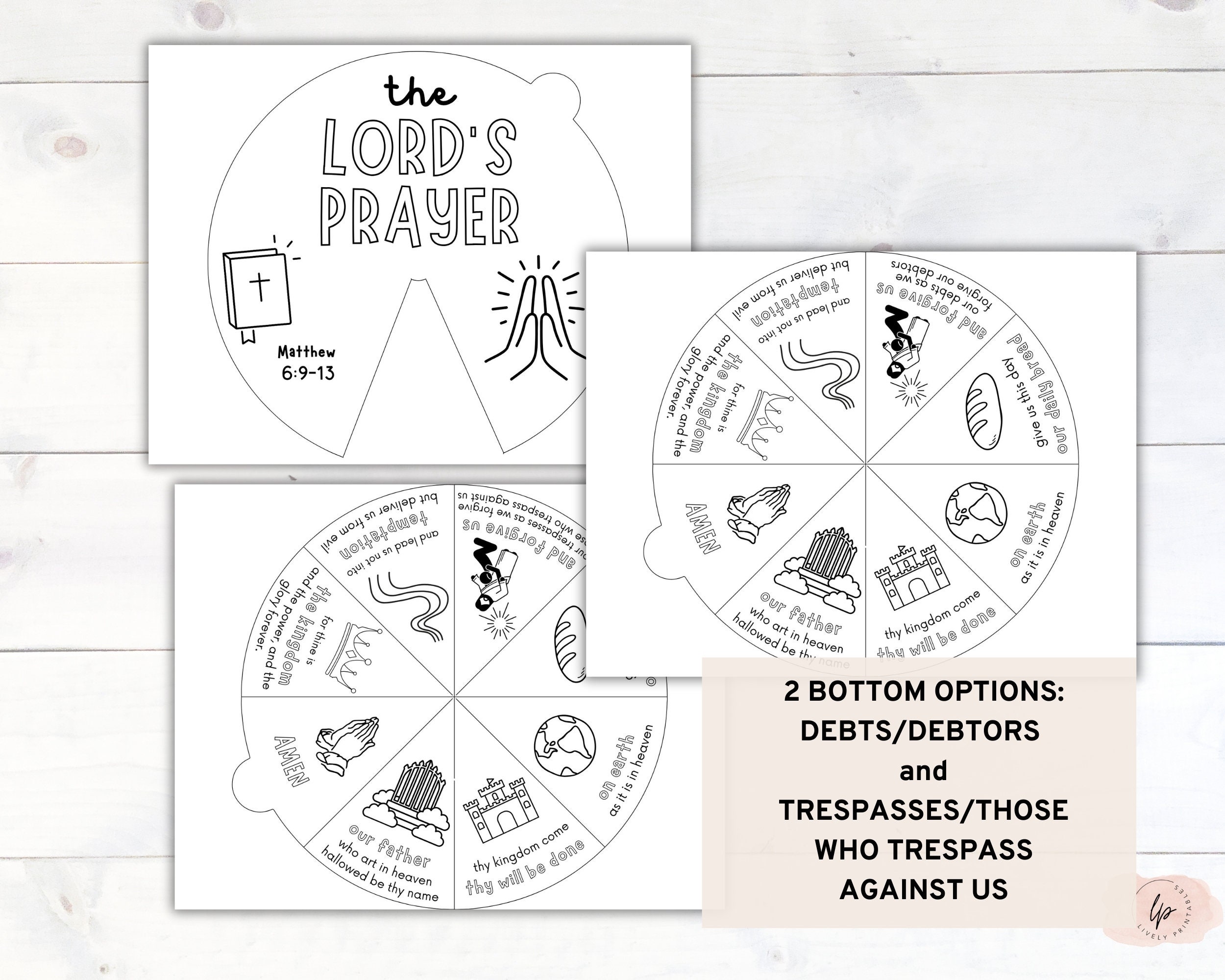 The Lord's Prayer Spinner Wheel Printable Coloring Activity for Kids ...