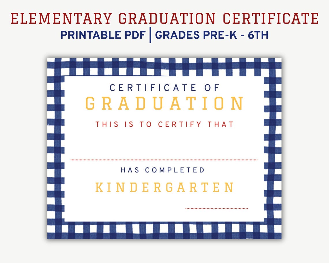 Printable Graduation Certificate Pre-k, Kindergarten, Grades First ...