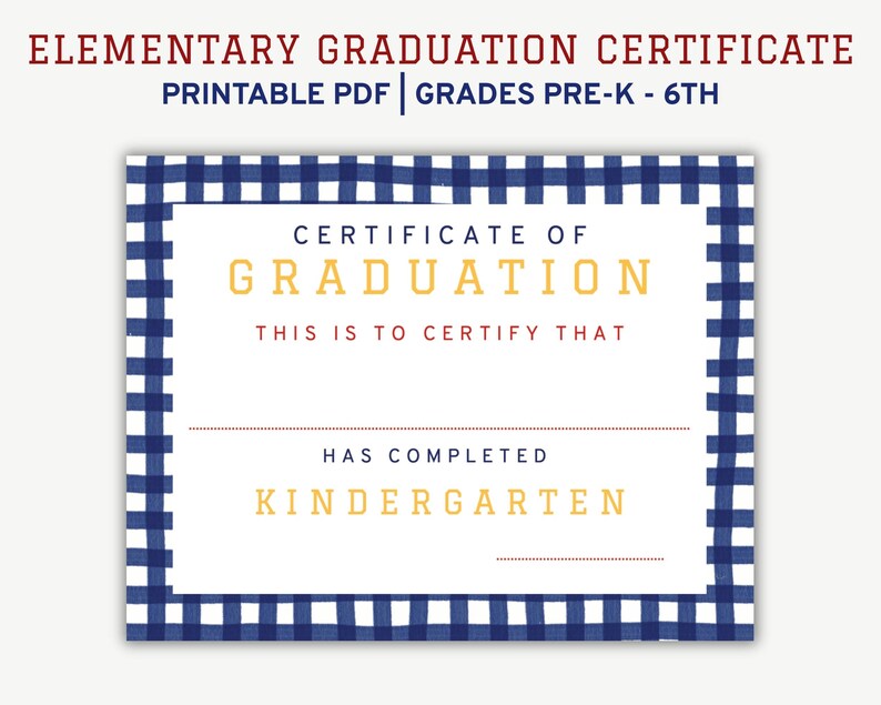 Printable Graduation Certificate Pre-k, Kindergarten, Grades First ...