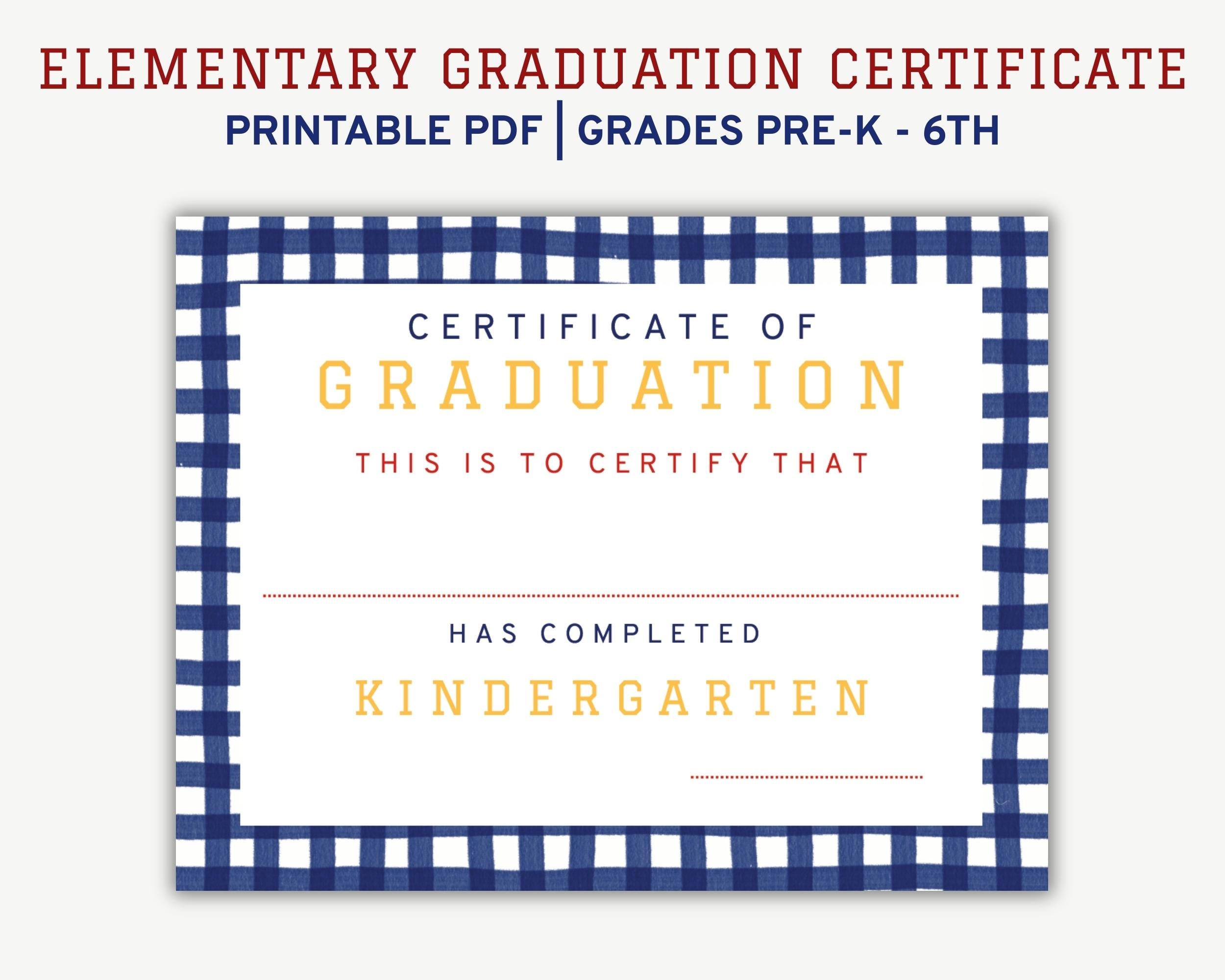 Printable Graduation Certificate Pre-k, Kindergarten, Grades First ...