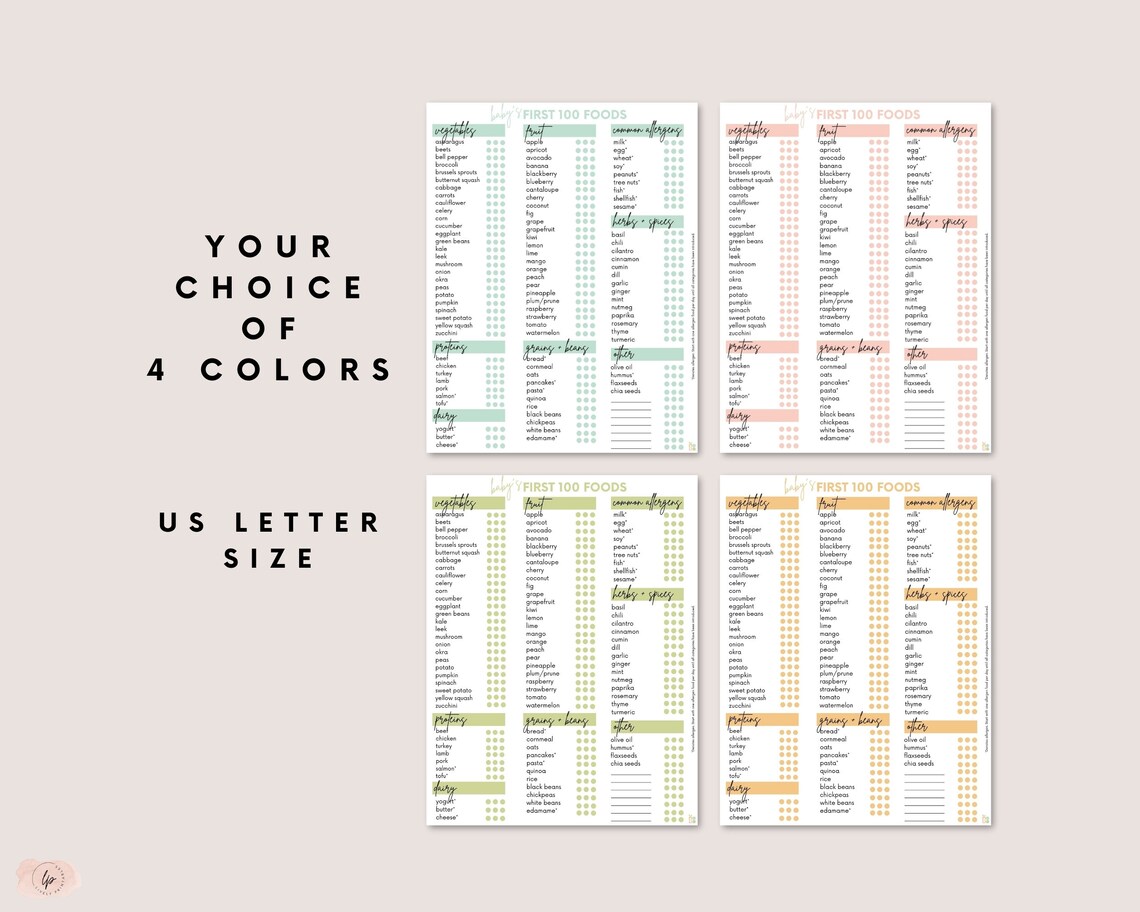 Baby's First 100 Foods | Printable Baby Food Tracker | Starting Solids ...