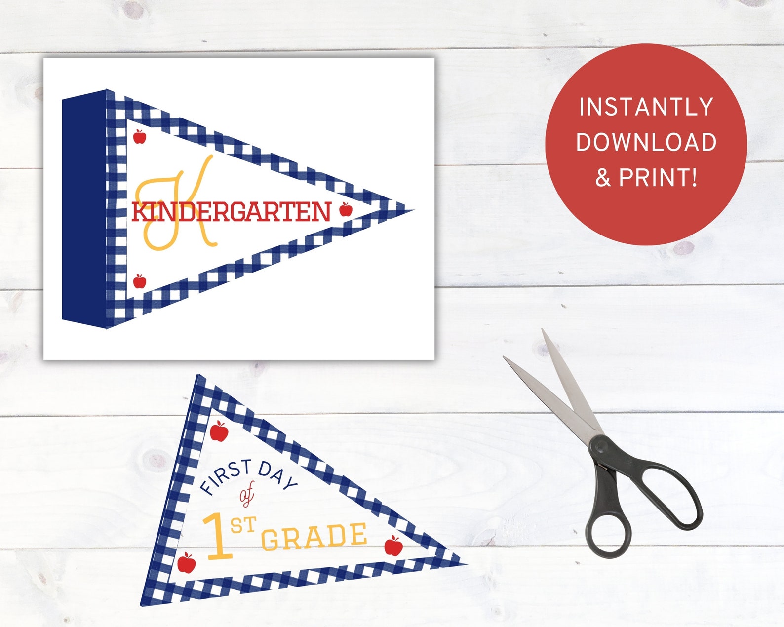 Printable First Day of School Pennant Flags | Grade School Pennant ...