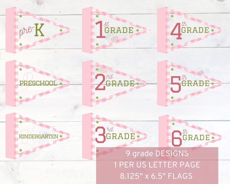 Printable First Day of School Pennant Flags | Back to School Pennant ...