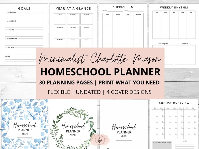 Minimalist Homeschool Planner Printable Charlotte Mason Style Loop ...