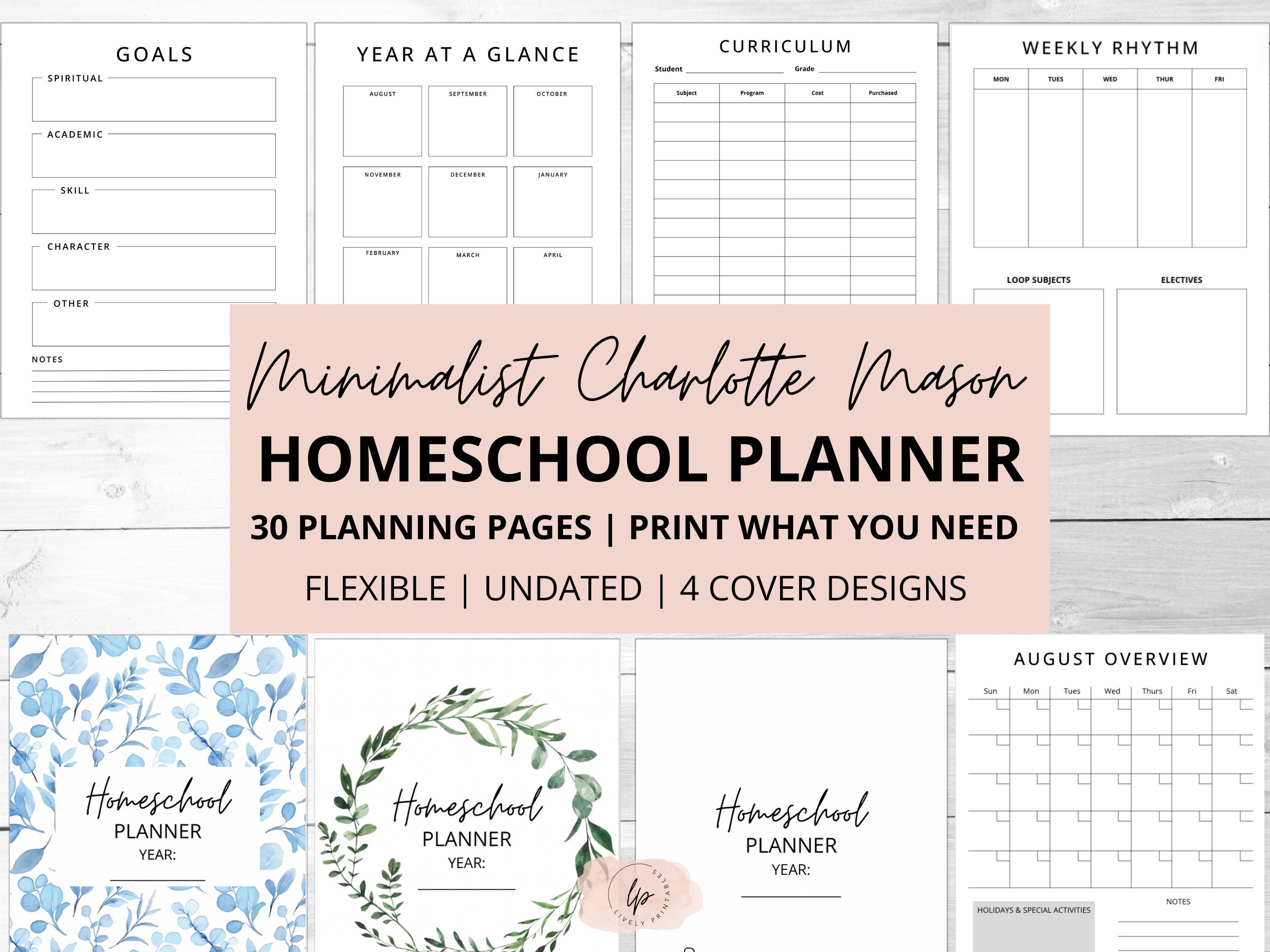 Minimalist Homeschool Planner Printable Charlotte Mason Style Loop ...