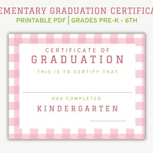 Printable Graduation Certificate Pre-k, Kindergarten, Grades First ...