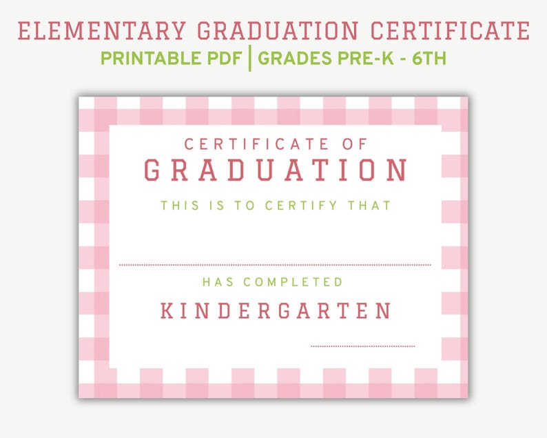 Printable Graduation Certificate Pre-k, Kindergarten, Grades First ...