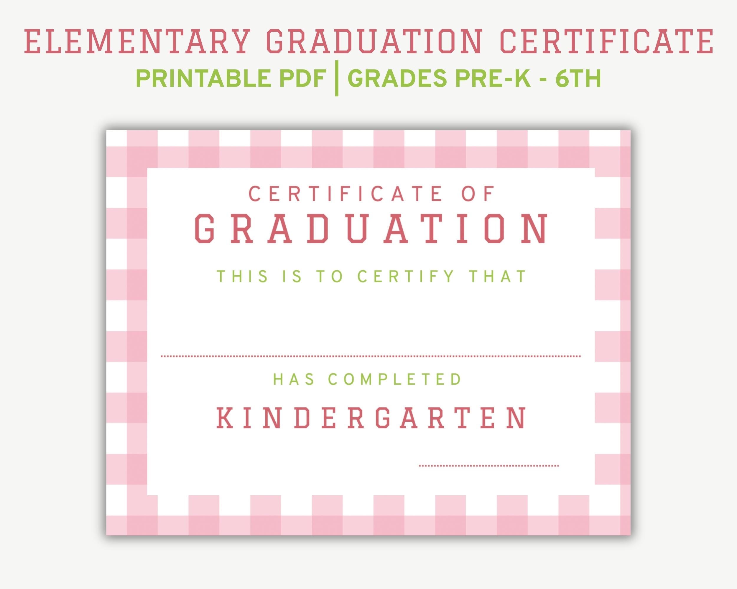 Printable Graduation Certificate Pre-k, Kindergarten, Grades First ...