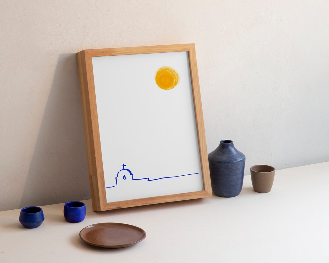 GREEK MOOD POSTER - Santorini Vibe Drawing - Etsy