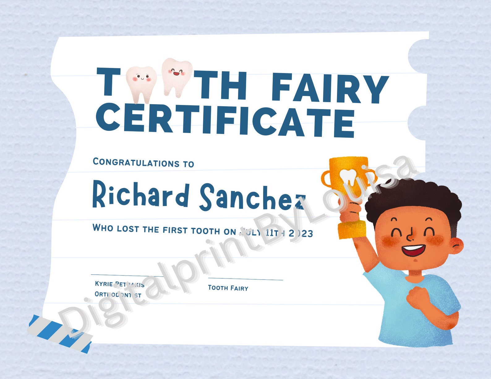 Tooth Fairy Certificate,child's Tooth Fairy Award,tooth Fairy Visit ...