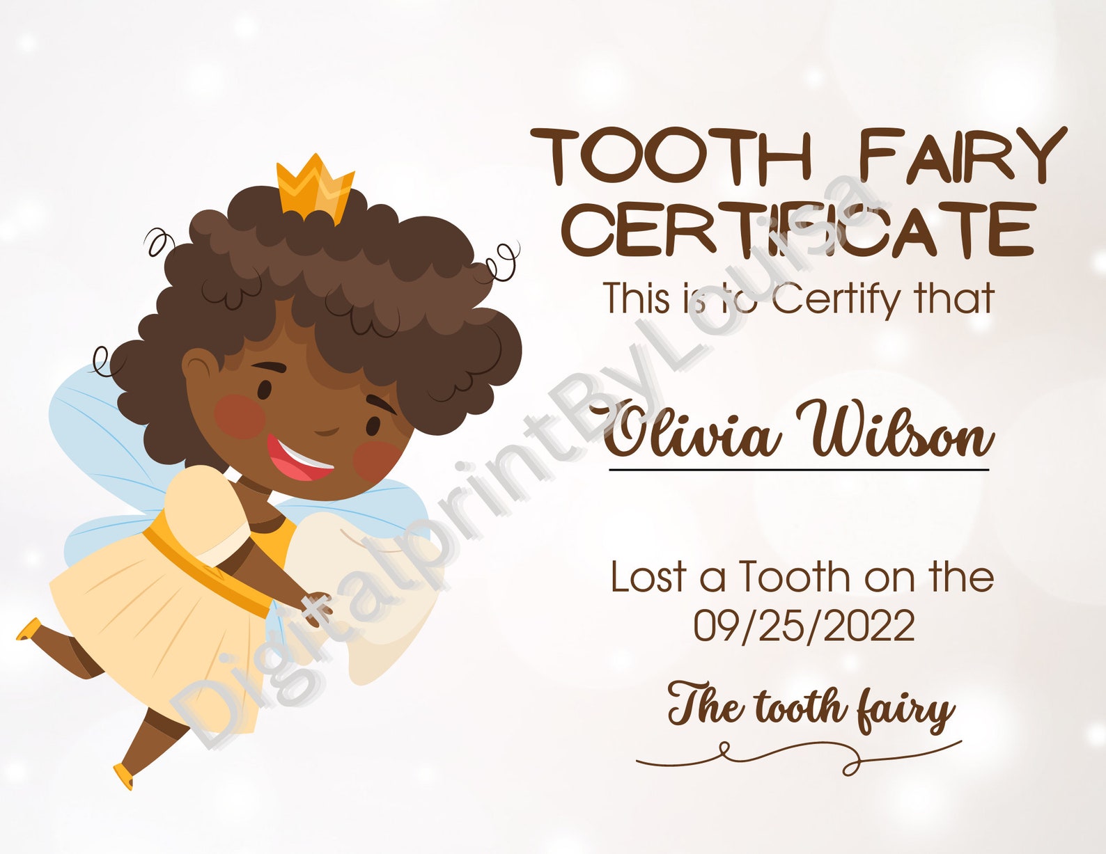 Tooth Fairy Certificate,child's Tooth Fairy Award,tooth Fairy Visit ...