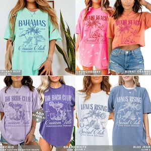 Custom Name Social Club Shirt Luxury Bachelorette Merch Coastal Beach ...