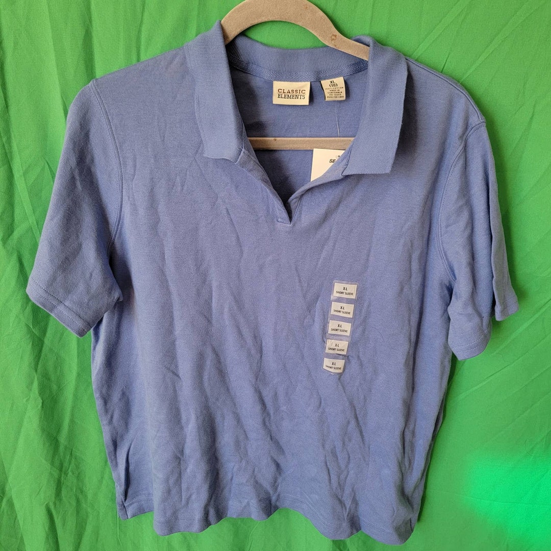 Classic Elements Vintage Blue Basic V-neck Collared Polo - Etsy