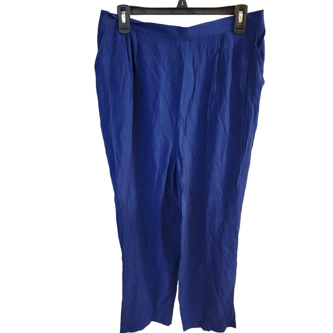 Vintage Jaclyn Smith Deep Blue Crepe Semi-sheer Straight Women's Pants ...