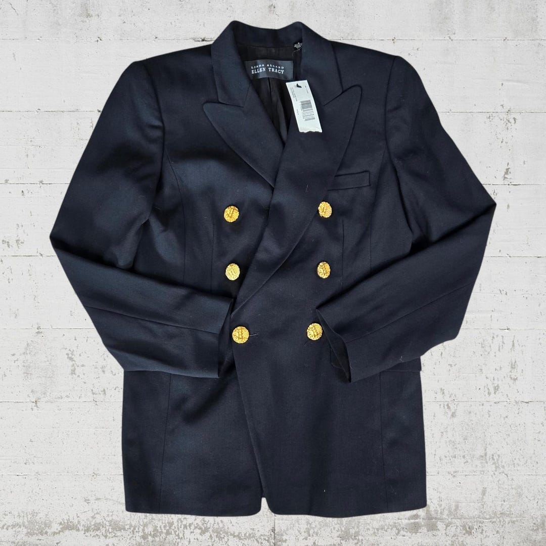 80s Vintage Black Double Breasted USA Made Deadstock Wool Blend Blazer Size 6 - Etsy