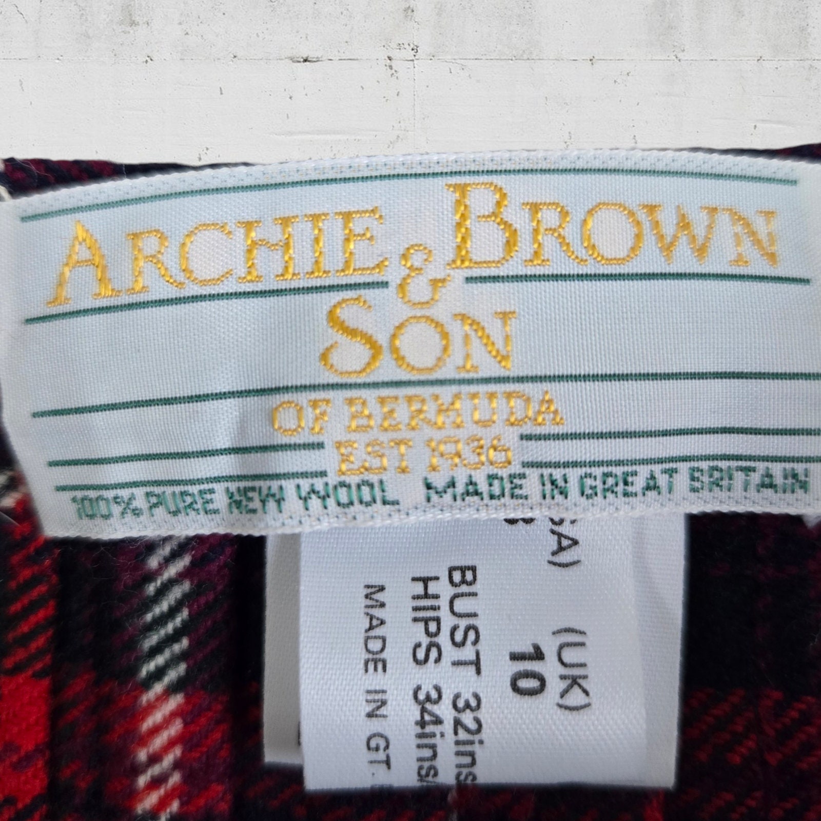 Vintage 90s Archie Brown & Son Red Tartan Plaid Womens Wool Skirt Kilt ...