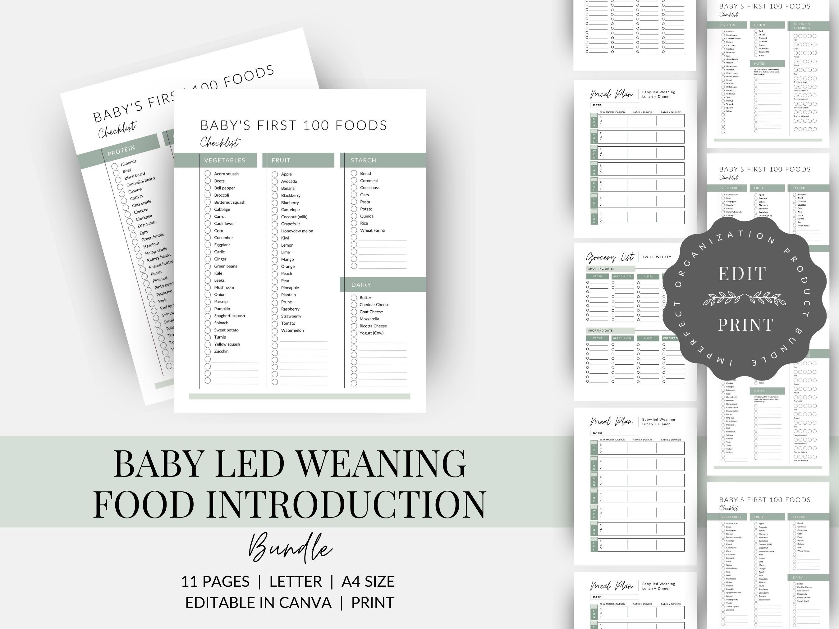 Baby's First 100 Foods Bundle PRINTABLE Baby Led Weaning Food Intro ...