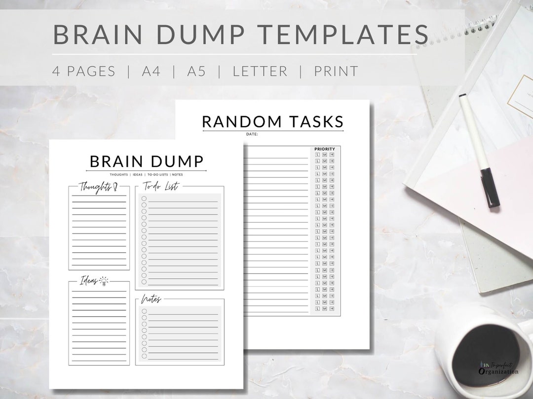 Brain Dump Printable A4, A5, Letter Brain Dump Templates to Do List ...