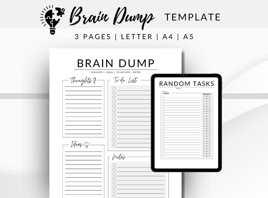 Brain Dump Template, ADHD to Do List, Checklist Printable, Task List ...