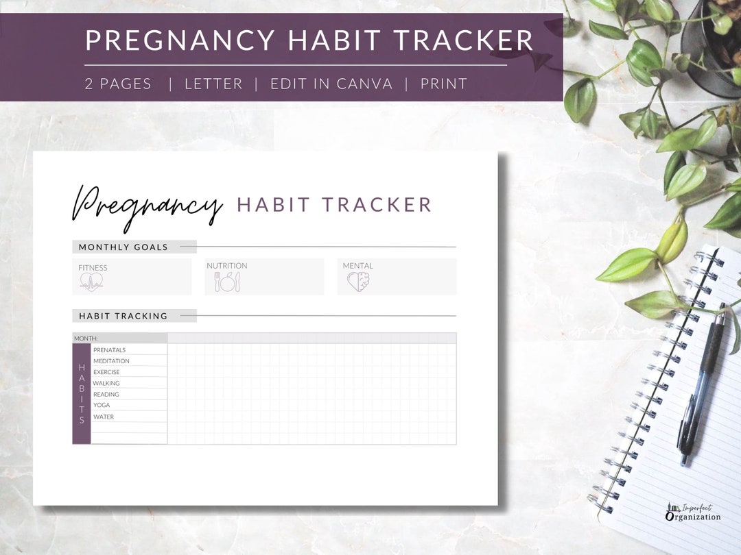 Pregnancy Habit Tracker Template | PRINTABLE Pregnancy Habit Tracker ...