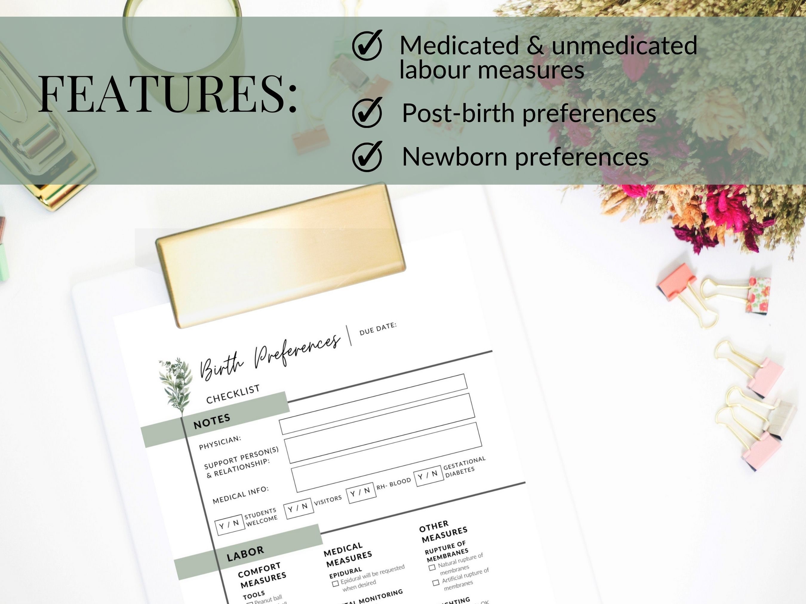 Birth Plan and Preferences Template — Imperfect Organization