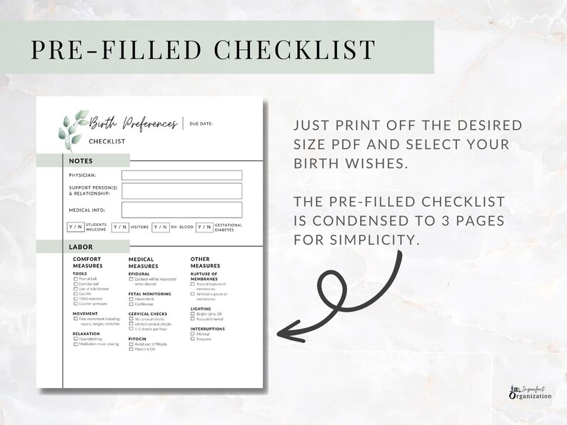 Birth Plan Template | GREENERY Themed | PRINTABLE Birth Preferences ...