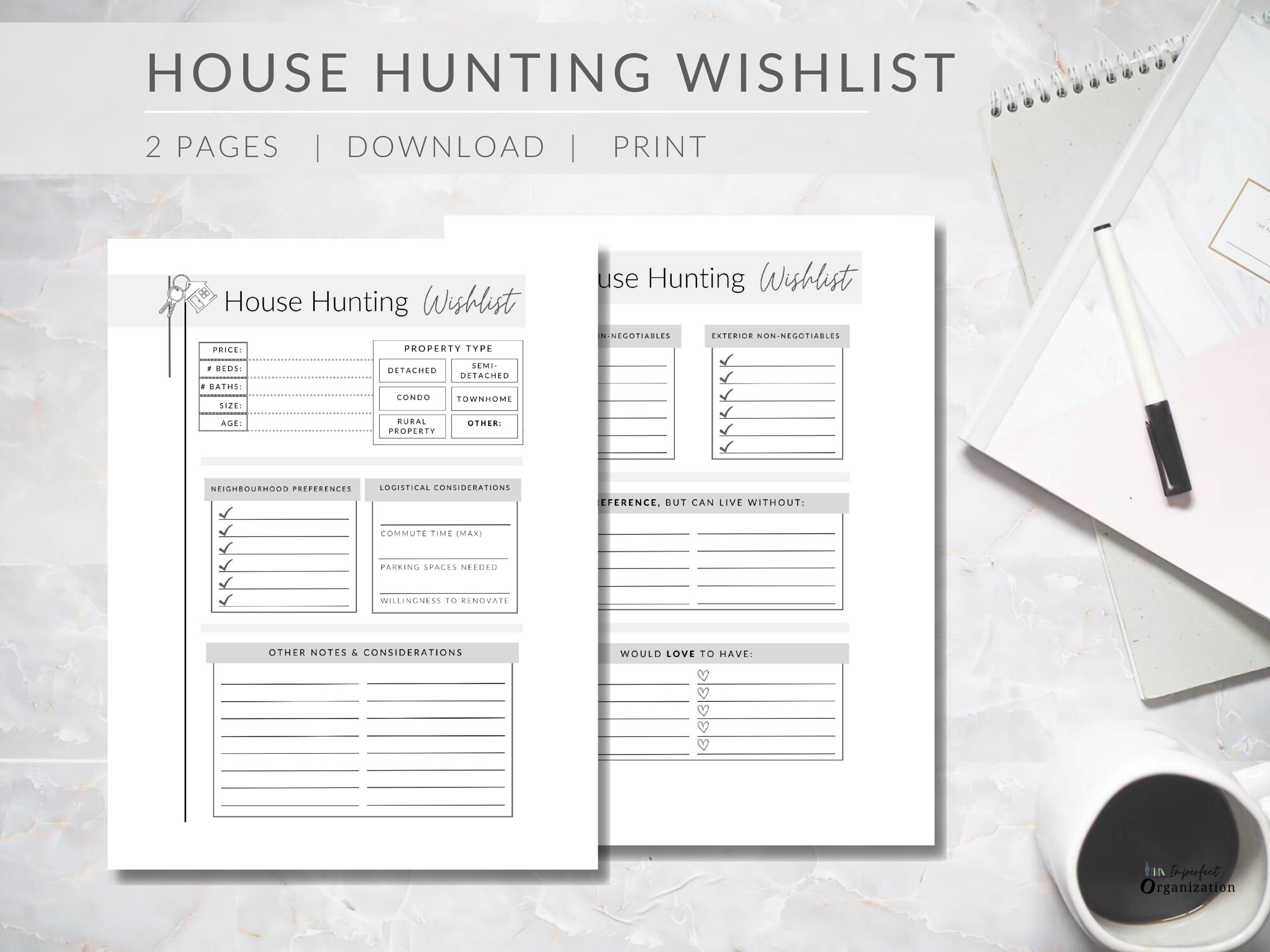 House Hunting Wish List Template | PRINTABLE House Hunting Checklist ...