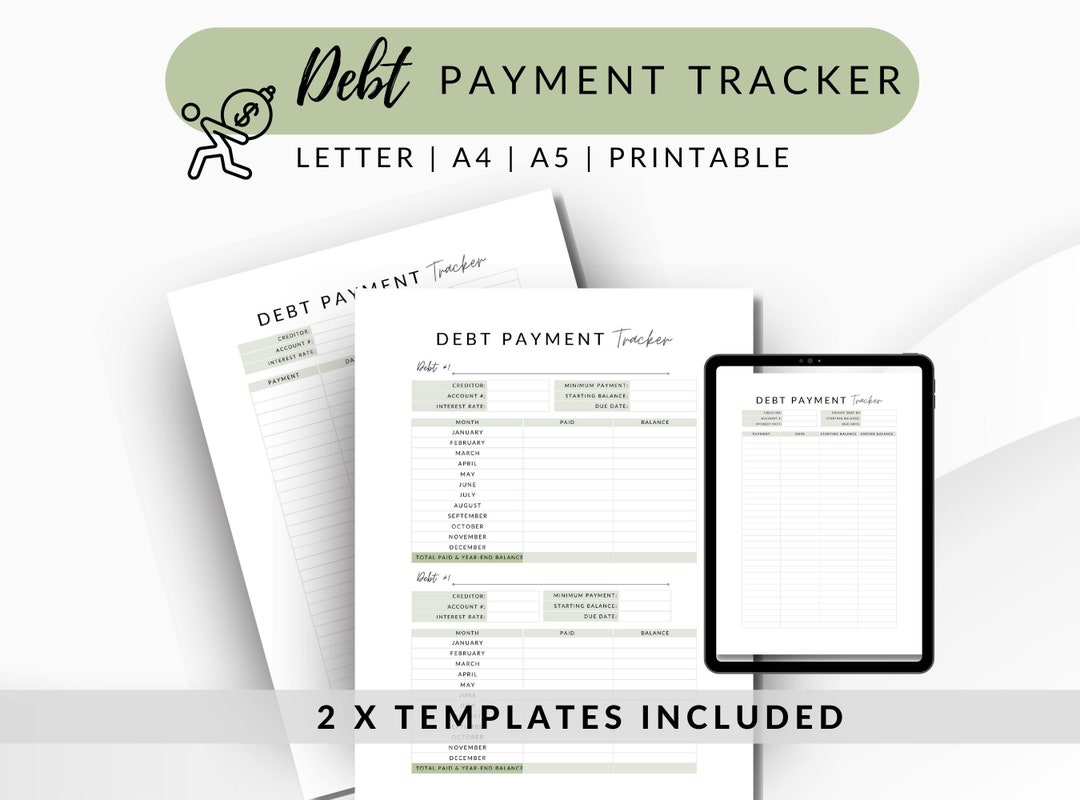 Debt Payment Tracker, Printable Debt Payment Chart, Debt Free Planner ...