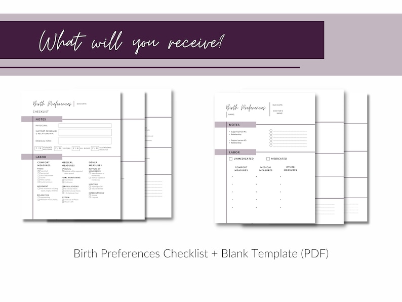 Birth Plan Template | PRINTABLE Birth Preferences Template | Labour and ...