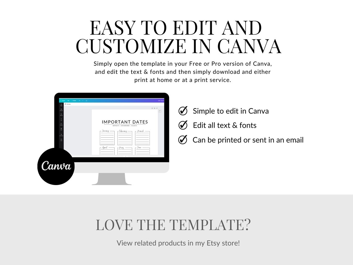 Important Dates Planner EDITABLE Important Dates Template PRINTABLE ...