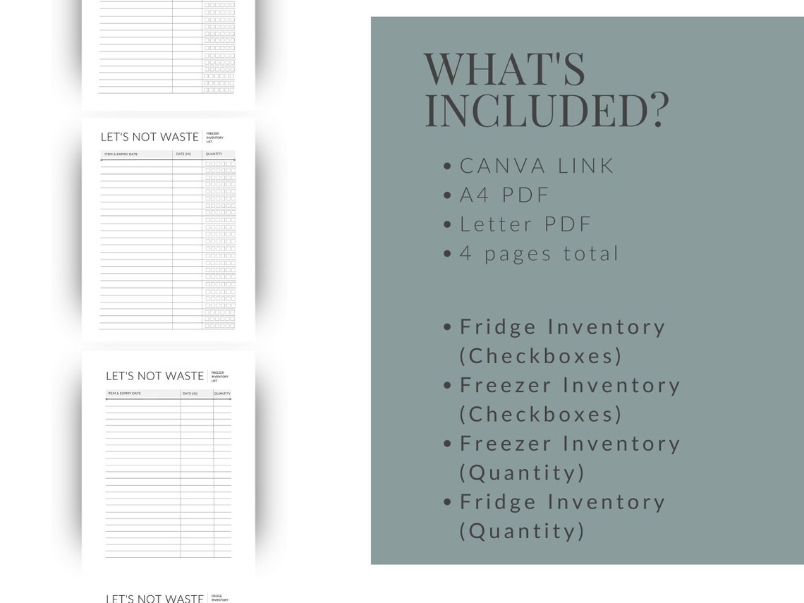 Freezer Inventory List, Fridge Inventory List, Printable Freezer ...