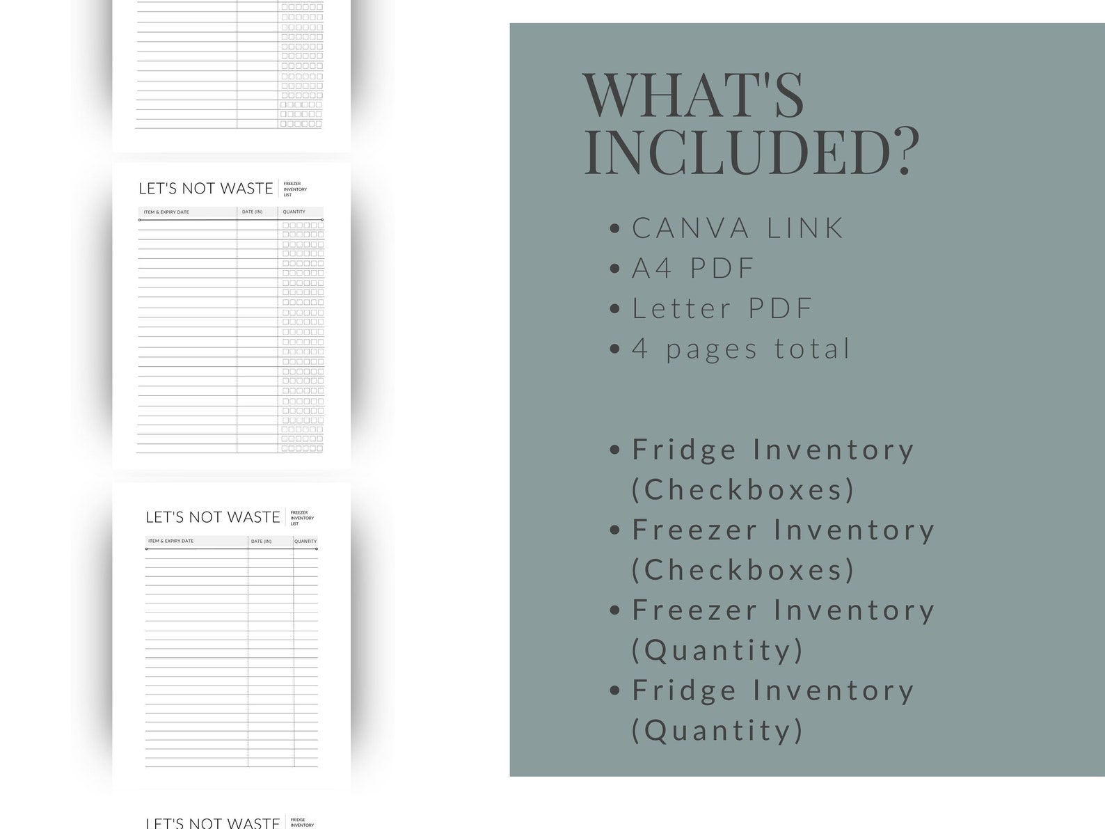 Freezer Inventory List, Fridge Inventory List, Printable Freezer ...