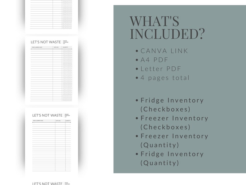 Freezer Inventory List, Fridge Inventory List, Printable Freezer ...