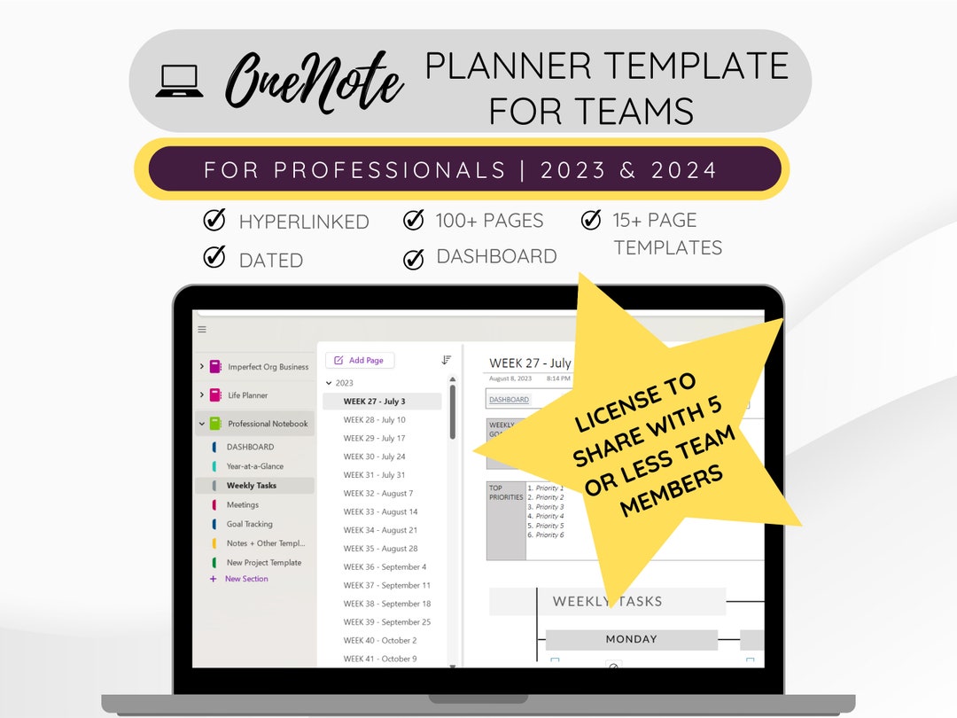 TEAM Onenote Notebook Template, Professional Onenote Template, Onenote ...