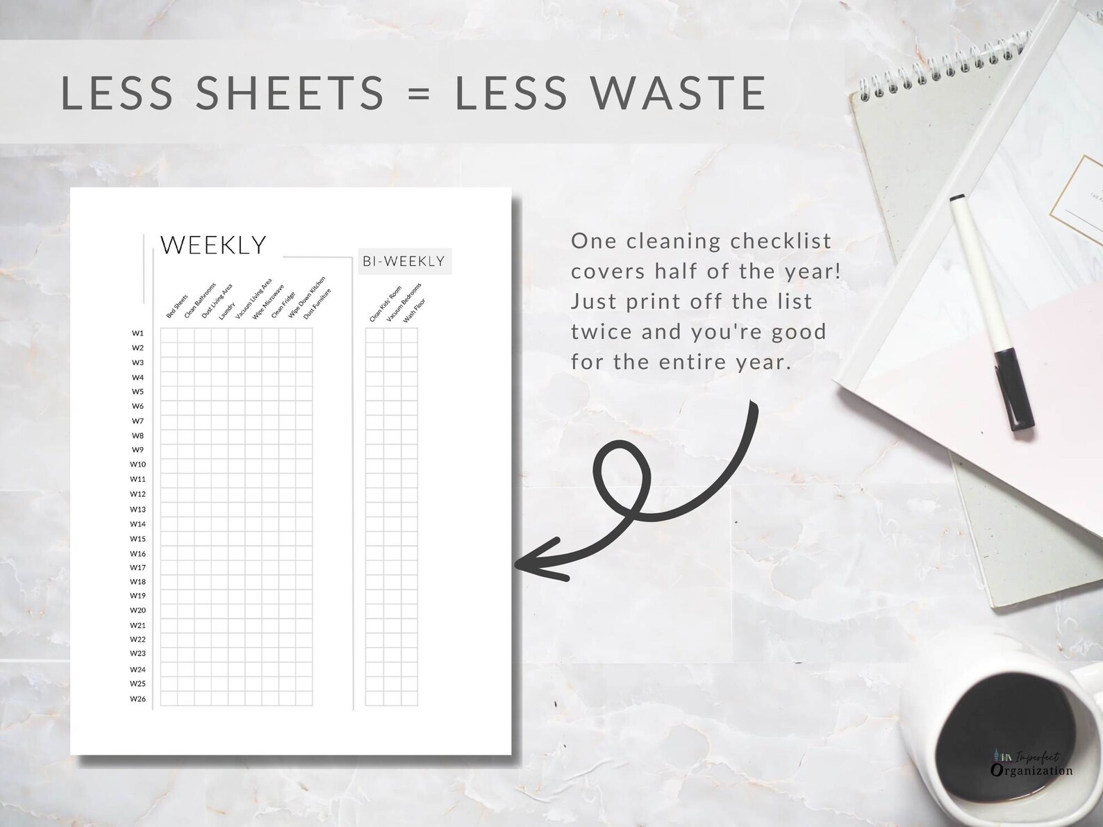 Minimalist Cleaning Checklist | Weekly, Bi-weekly Schedule (printable ...