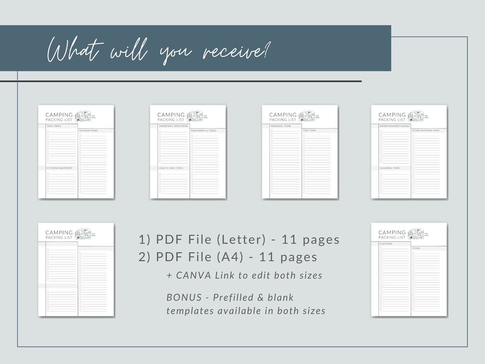 Camping Packing List | EDITABLE Camping Planner | Printable Camping ...