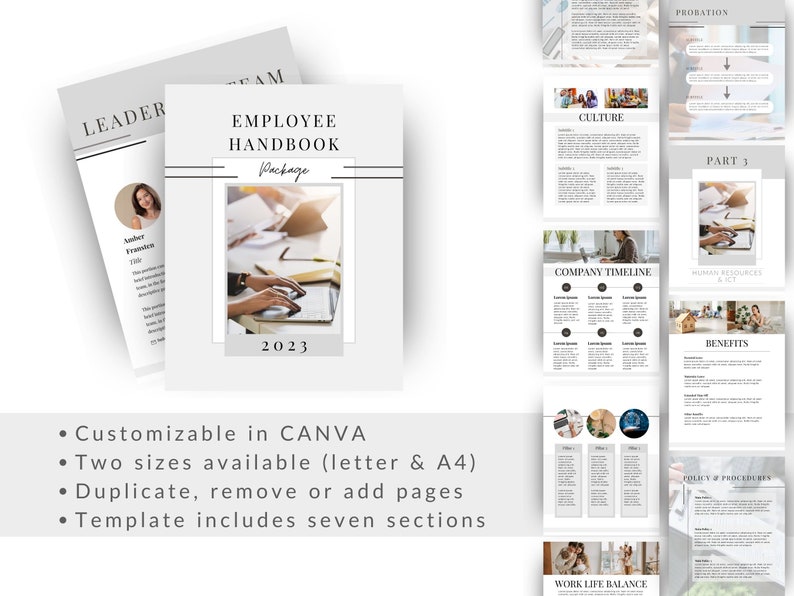 Employee Handbook Template: New Hire Onboarding (CANVA Editable, 34 ...