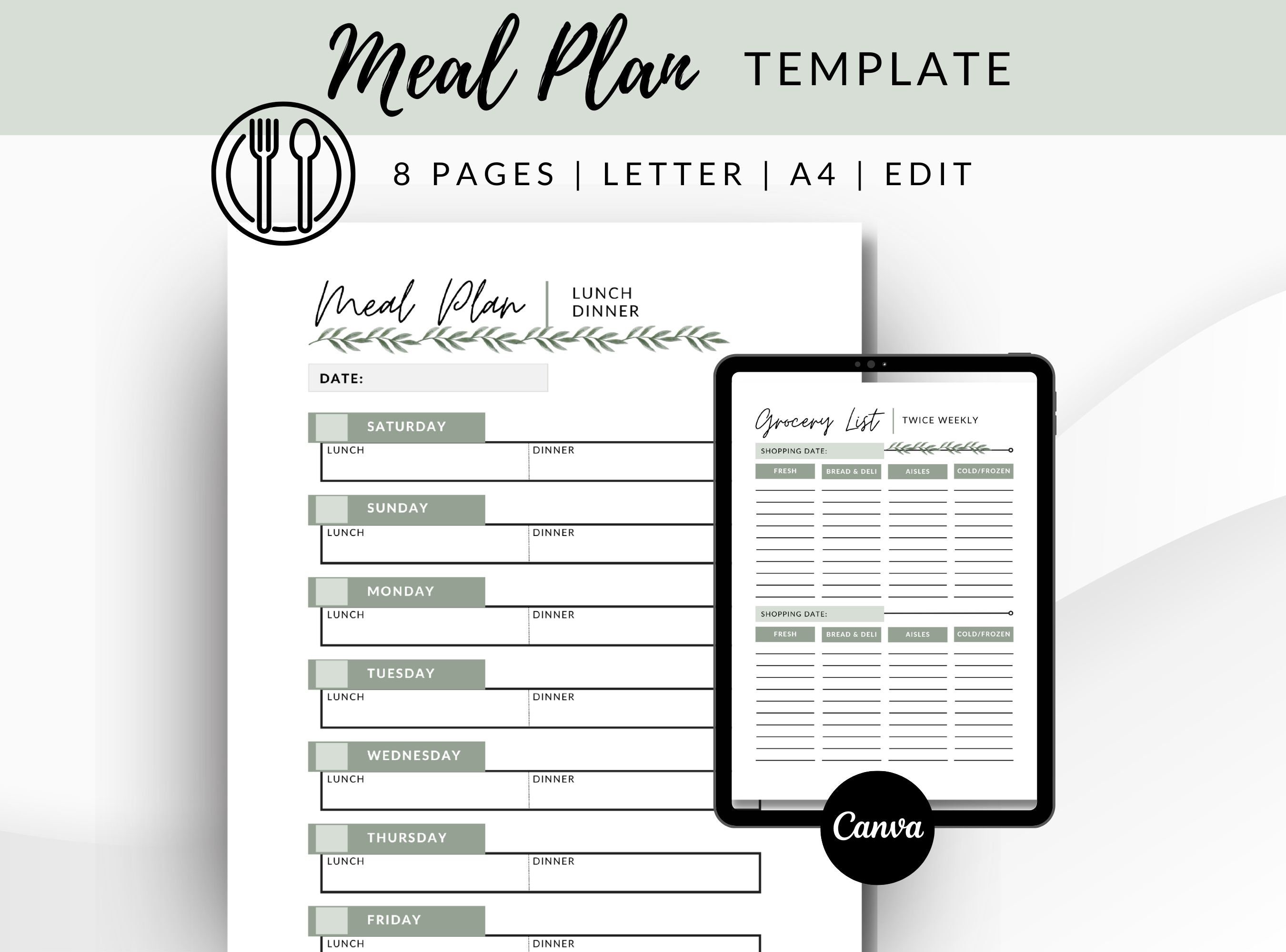 Editable Meal Planner Template — Imperfect Organization