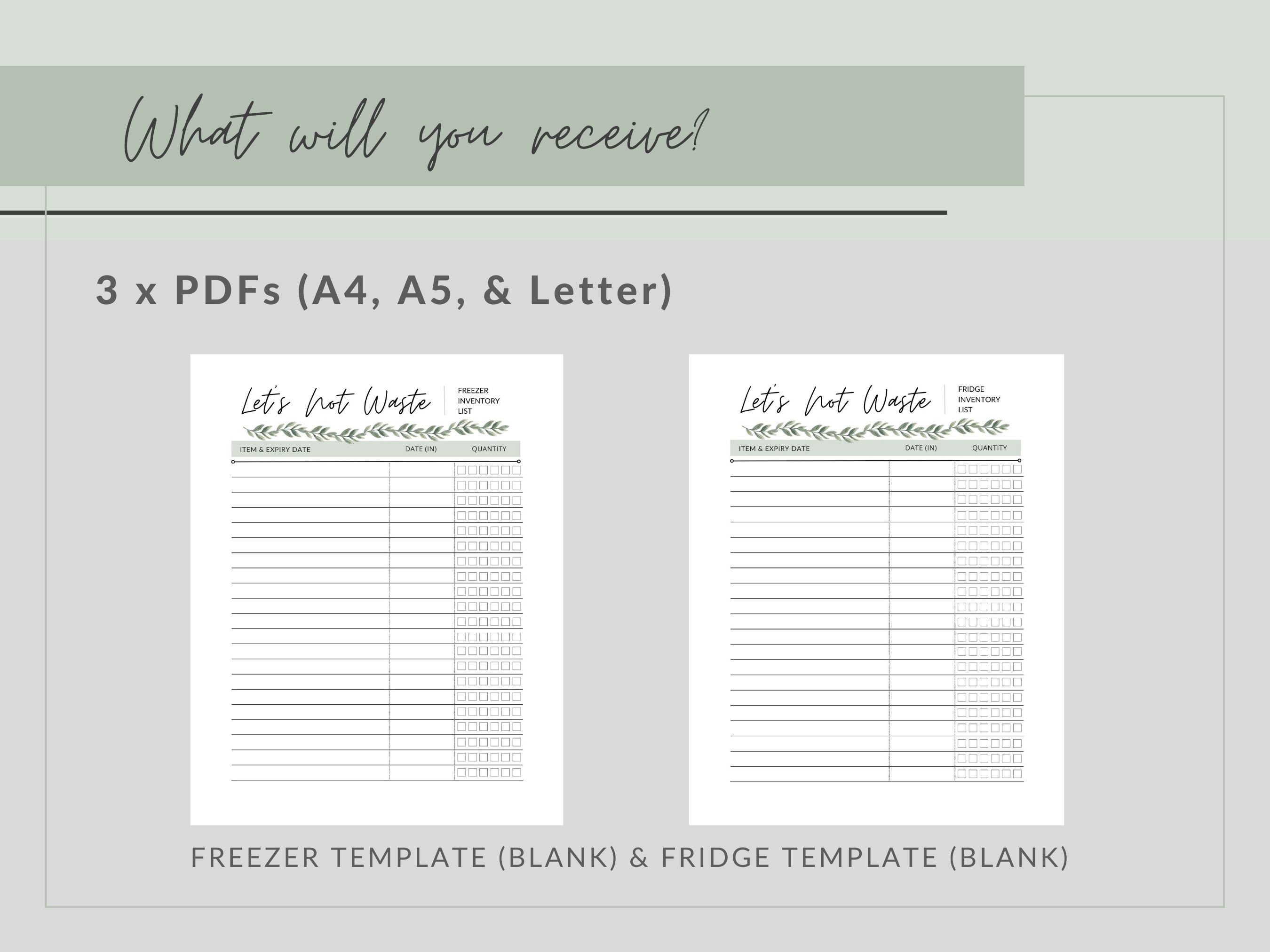 Printable Fridge & Freezer Inventory Tracker: A4, A5, Letter (PDF) - Etsy