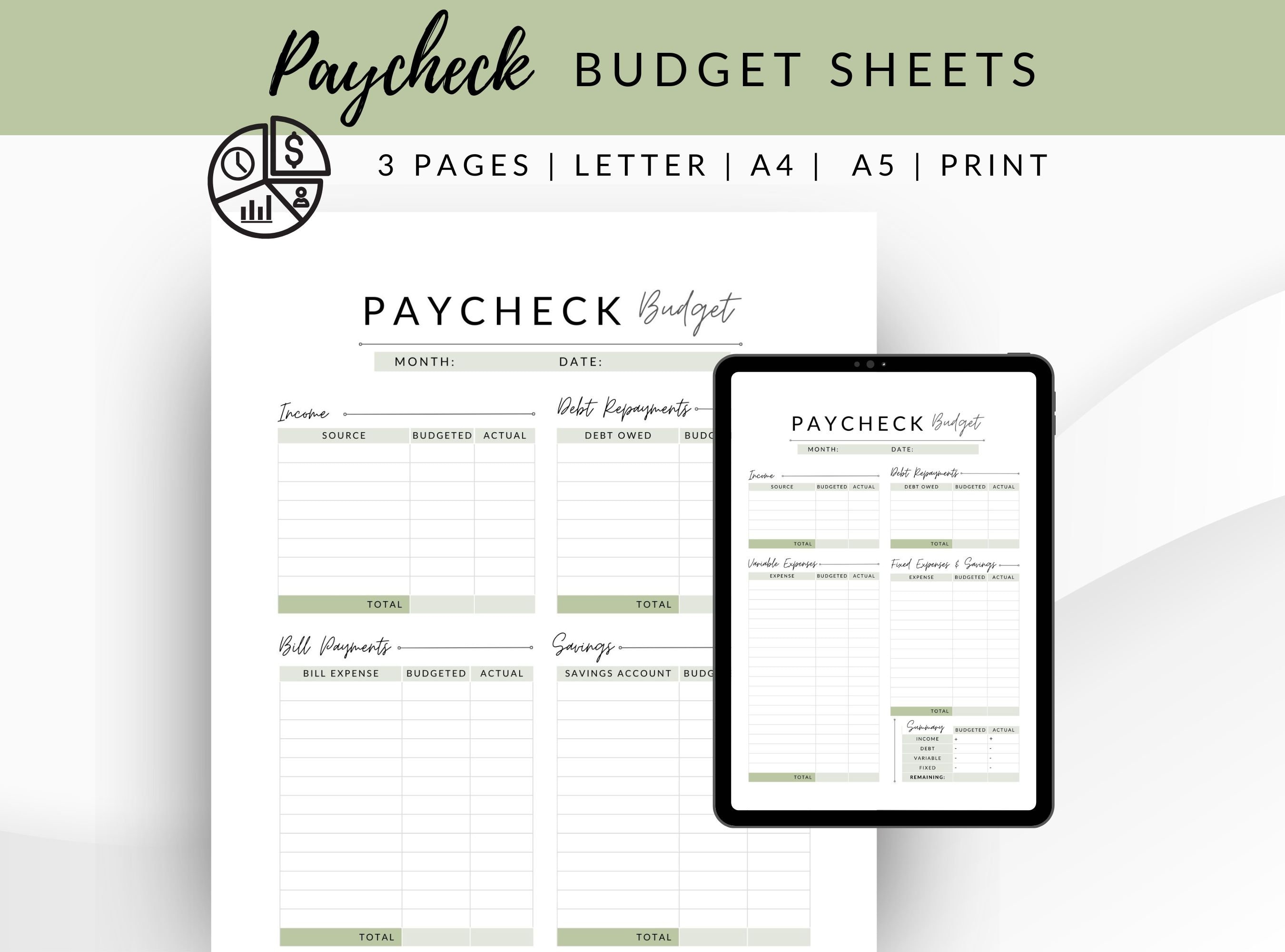 Paycheck Budget Planner Sheets — Imperfect Organization