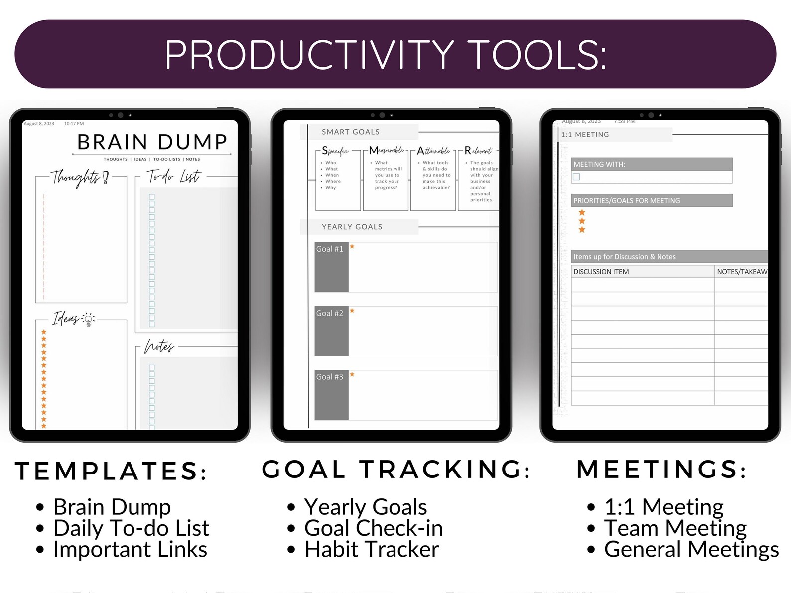 Onenote Planner for Work, Professional Onenote Template, Onenote ...