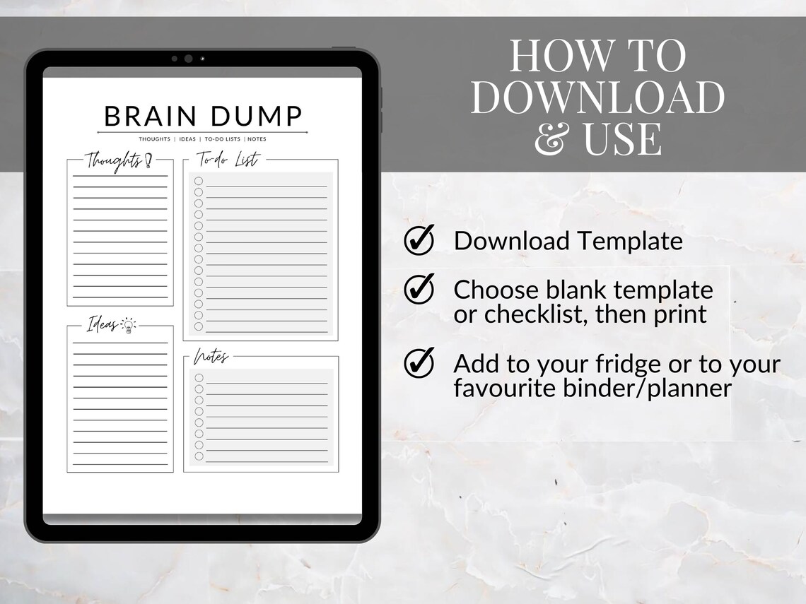 Brain Dump Template, ADHD to Do List, Checklist Printable, Task List ...